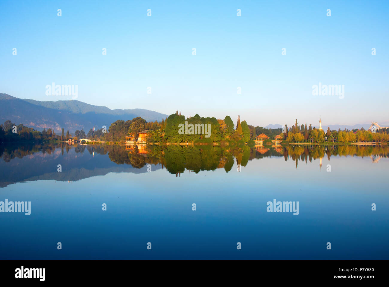 The reflection of forest Stock Photo - Alamy