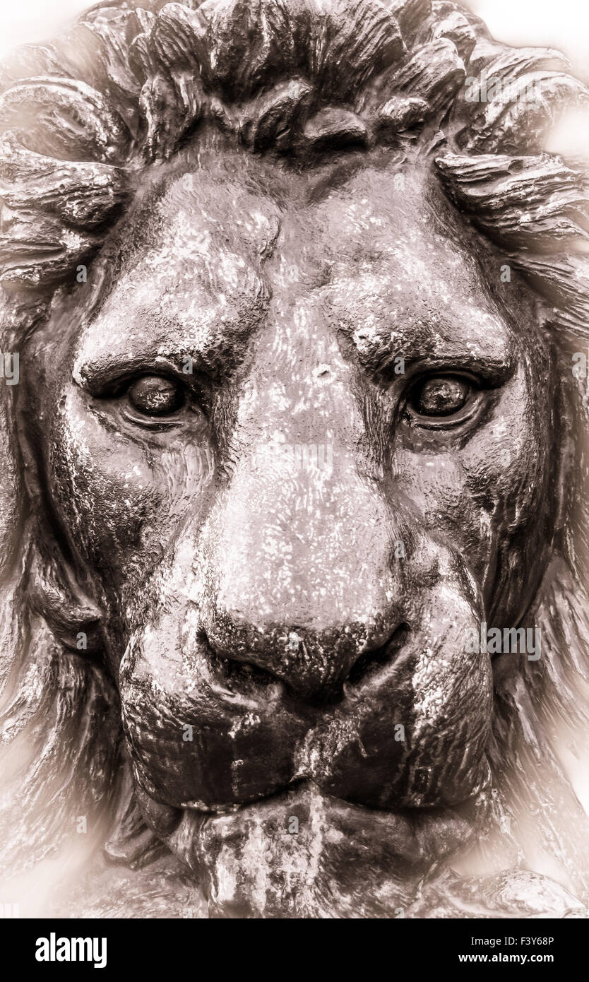 Aged Style Photo Of Lion Statue Stock Photo - Alamy