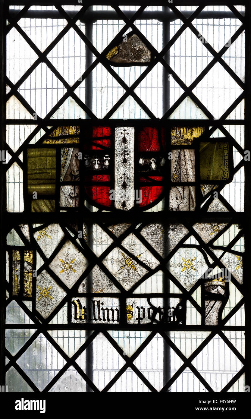 Medieval stained glass fragments, St. Lawrence`s Church, Towcester ...