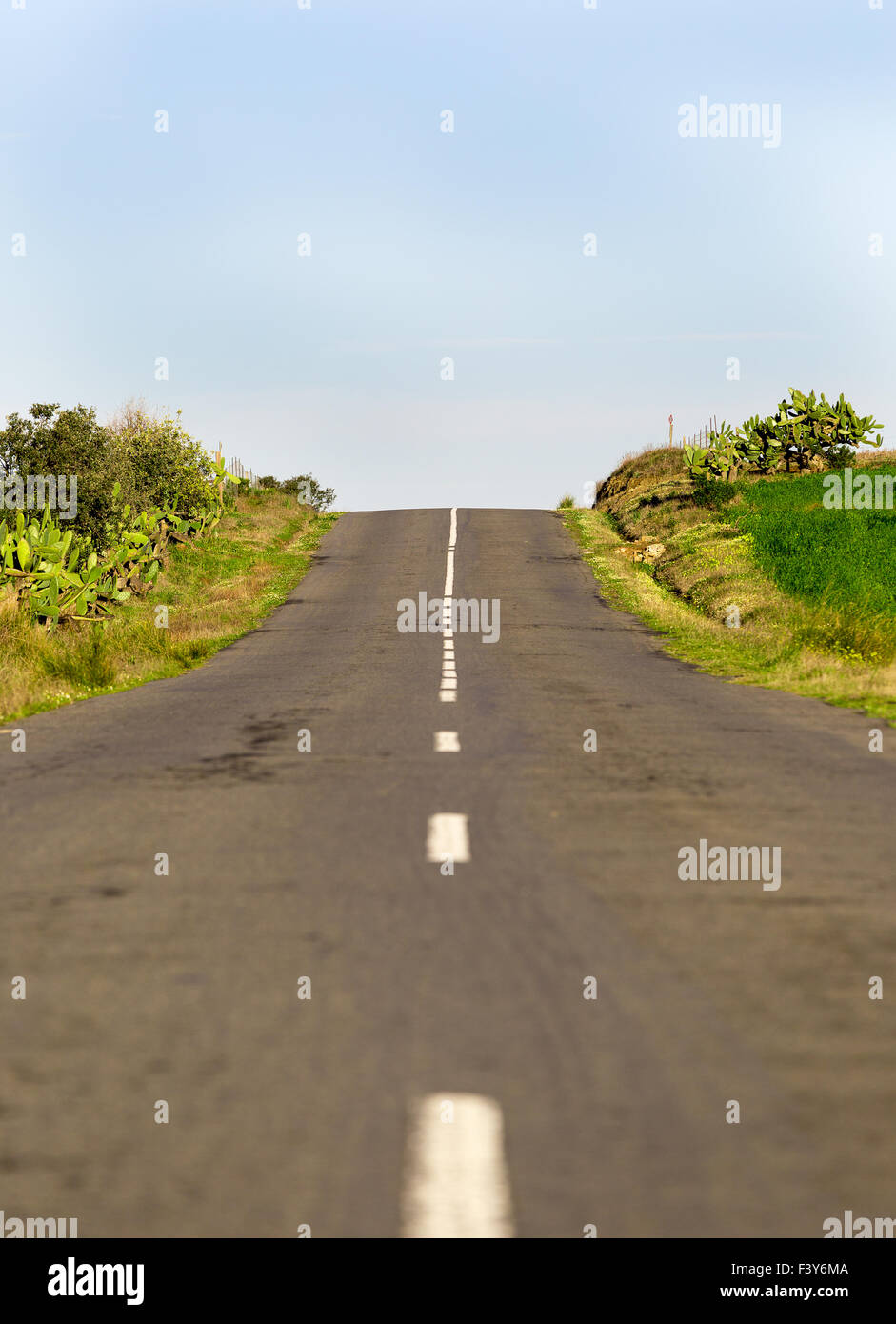 Long Country Road with Markings Stock Photo - Alamy