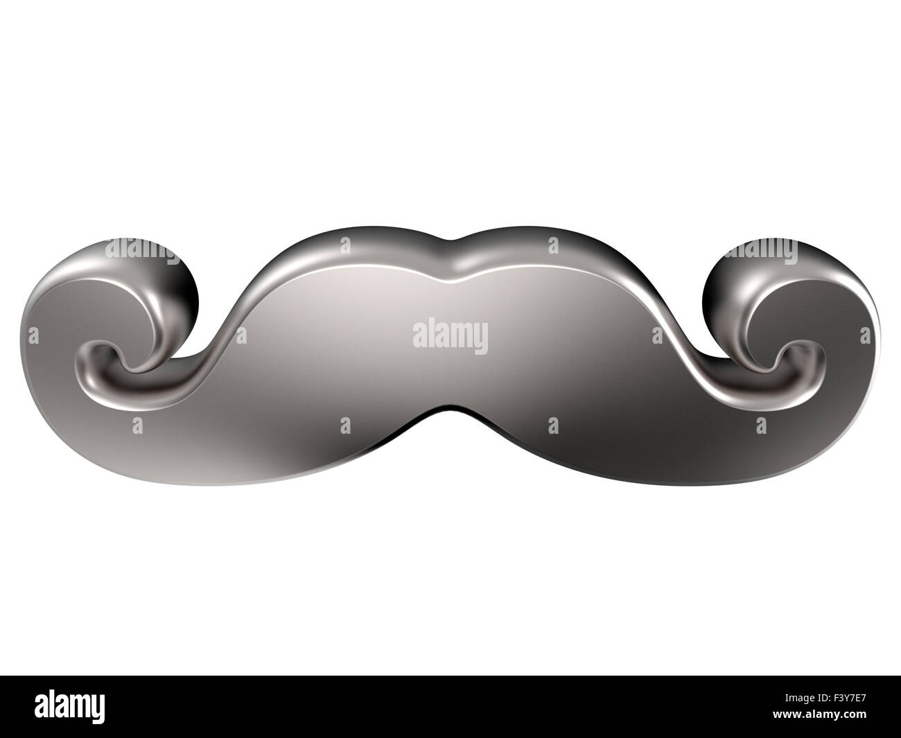 Silver mustache. 3D render illustration isolated on white background ...