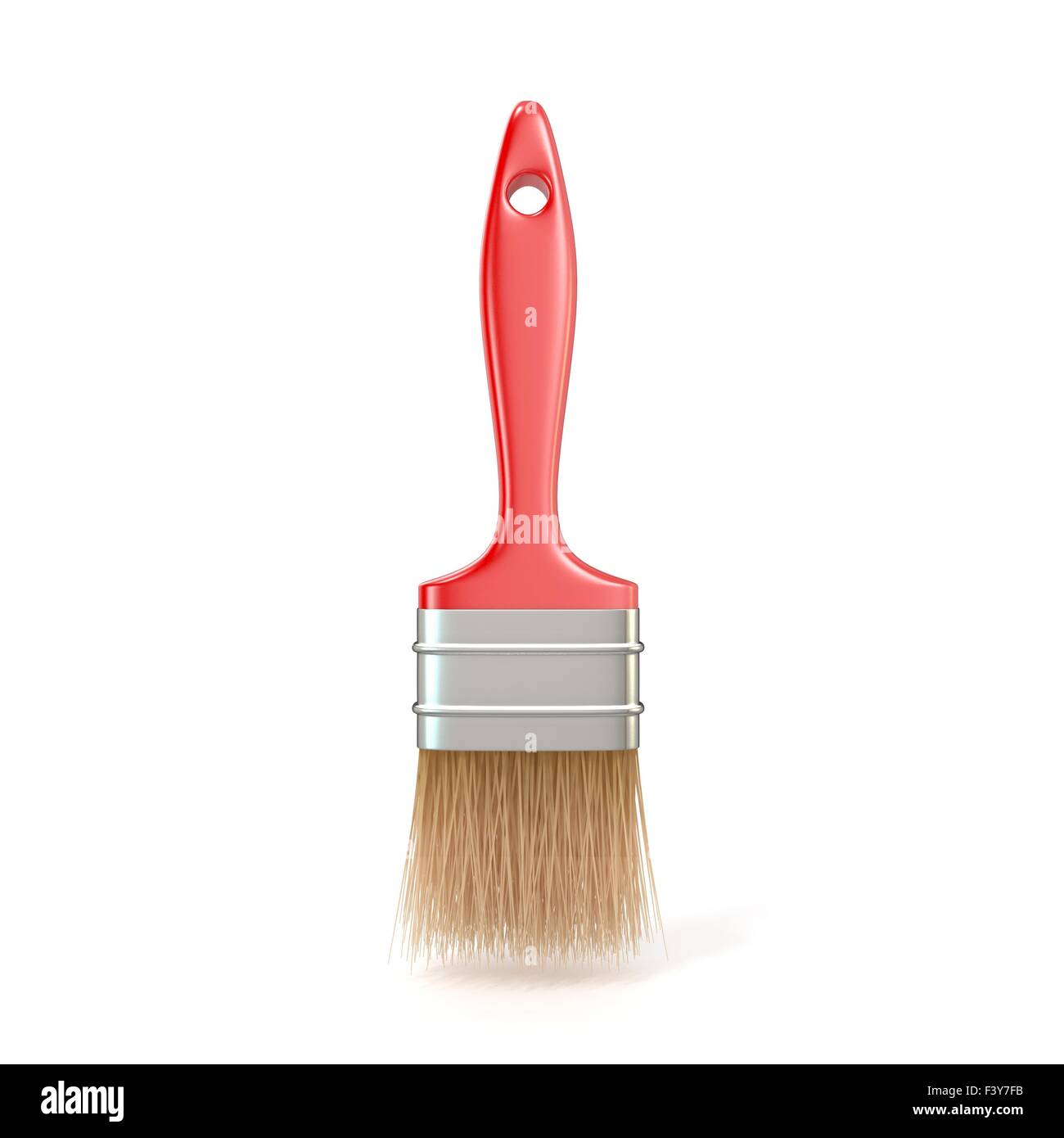 Red paintbrush, standing. 3D render illustration isolated on white ...