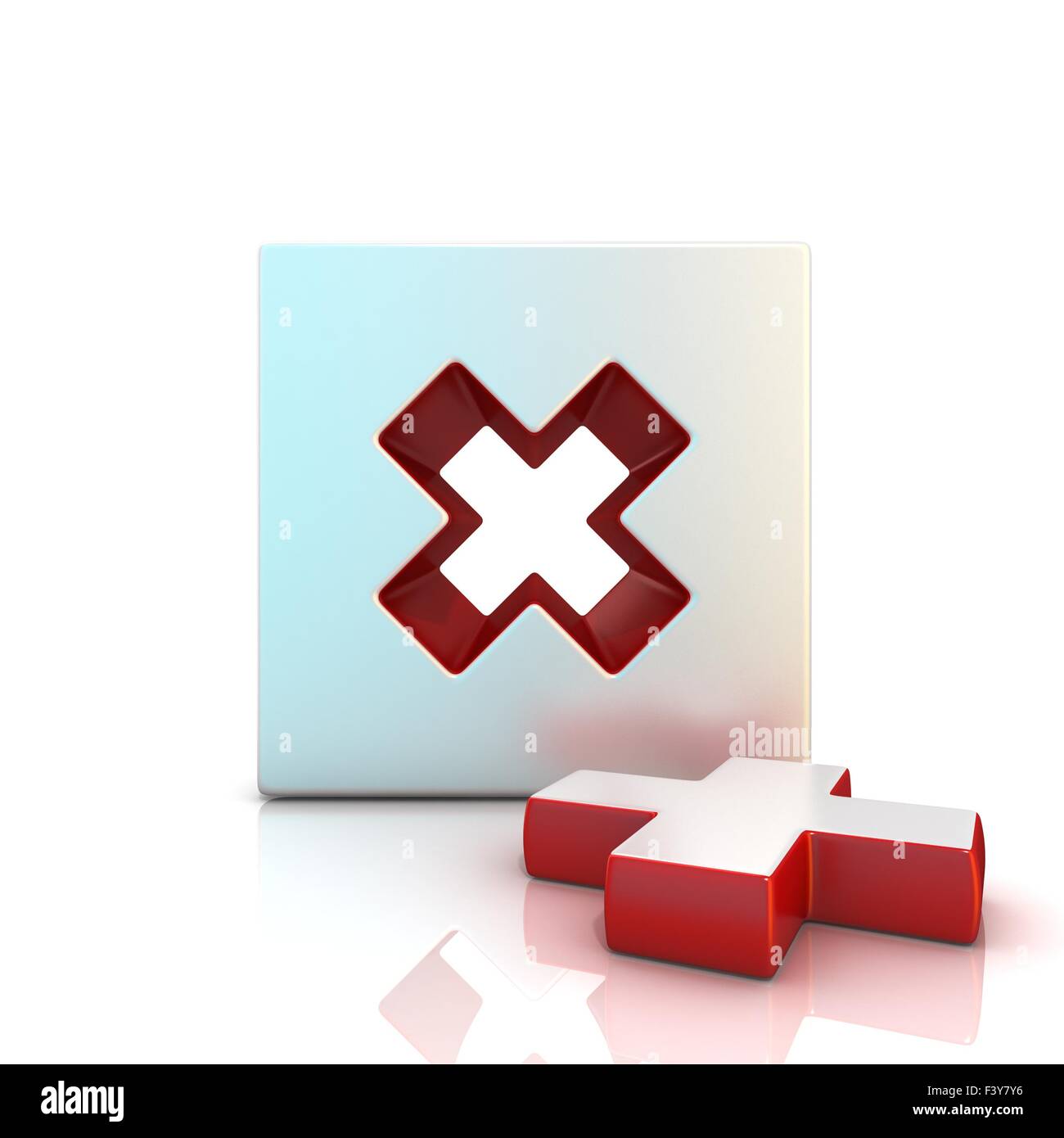 Multiply sign. 3D render illustration, isolated on white. Front view ...