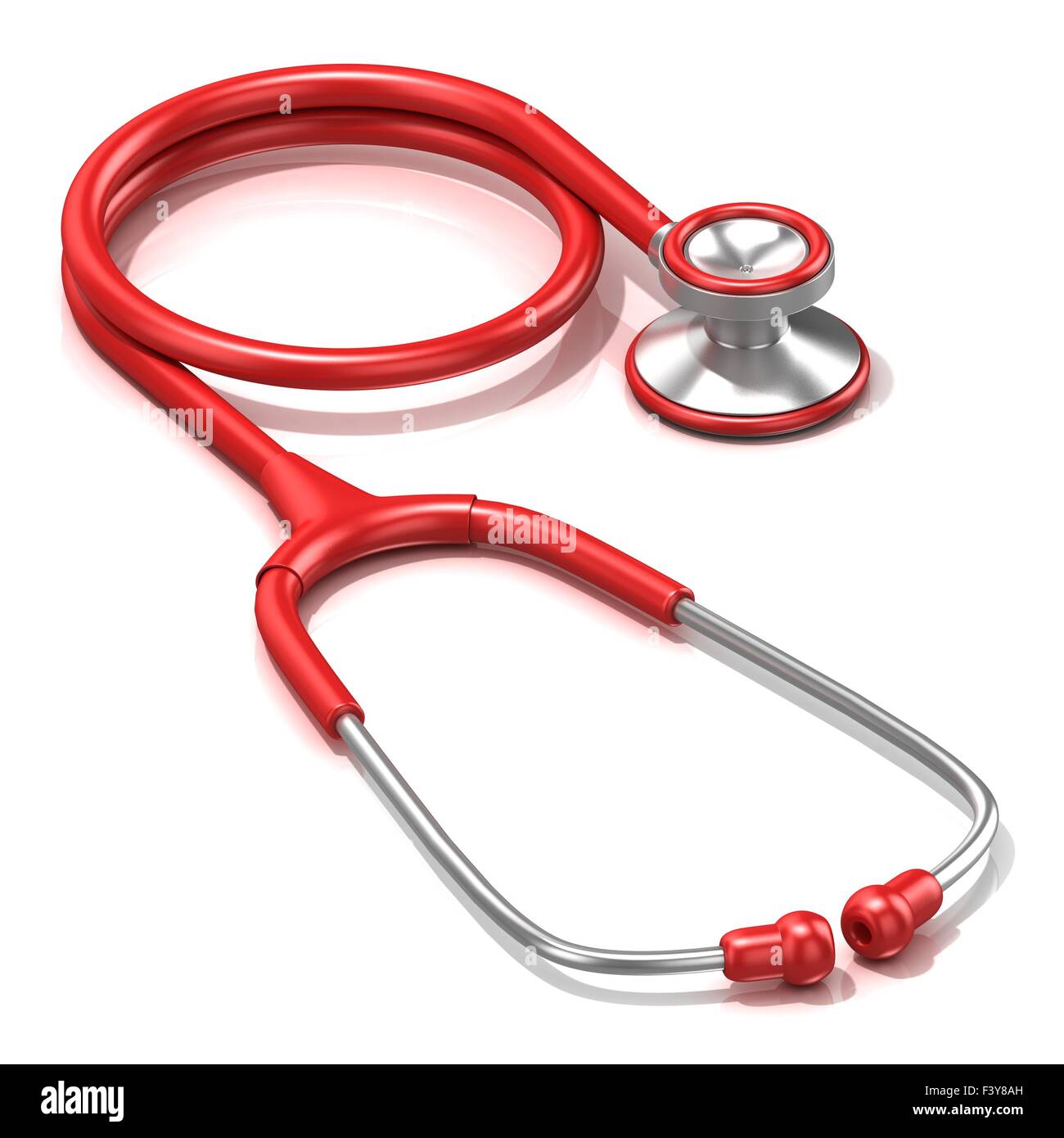 Red stethoscope, 3D render illustration, isolated on a white background ...