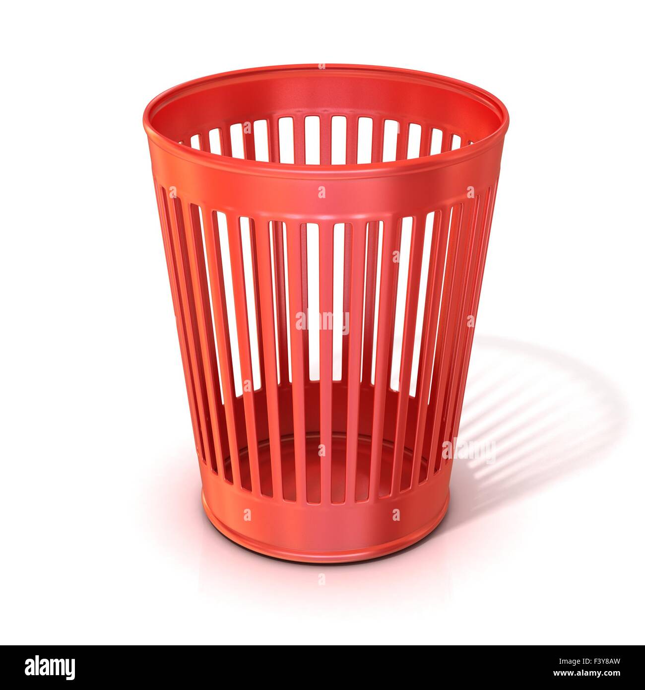 Empty red trash bin, garbage can isolated on white background Stock ...