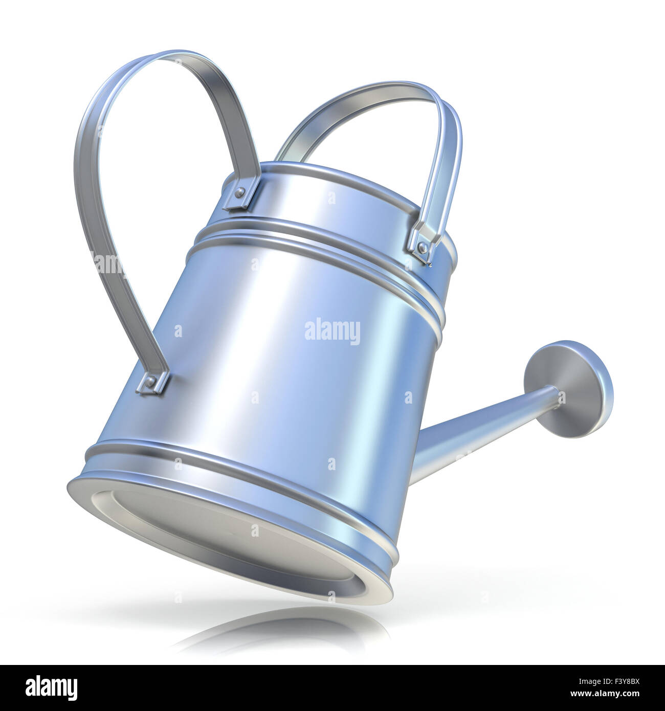Metal watering can 3D render isolated white background. Back view Stock ...