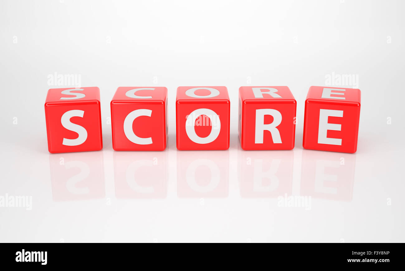 Score out of red Letter Dices Stock Photo - Alamy