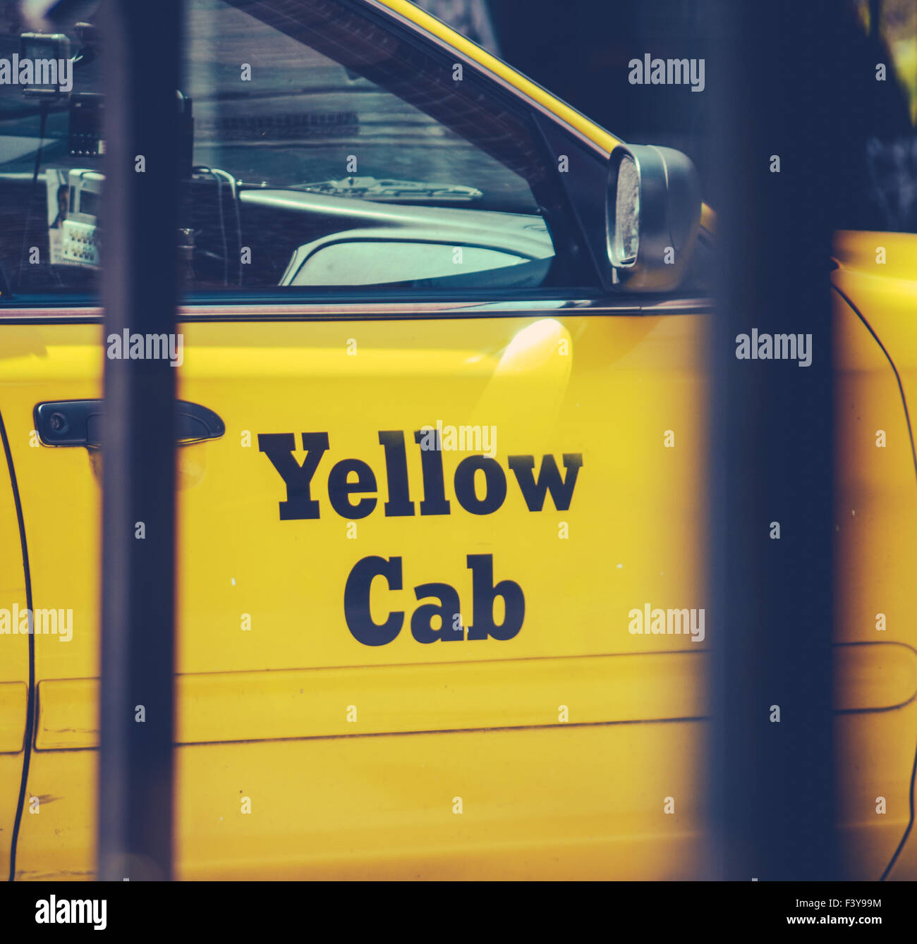 Retro Filtered Yellow Cab Stock Photo - Alamy