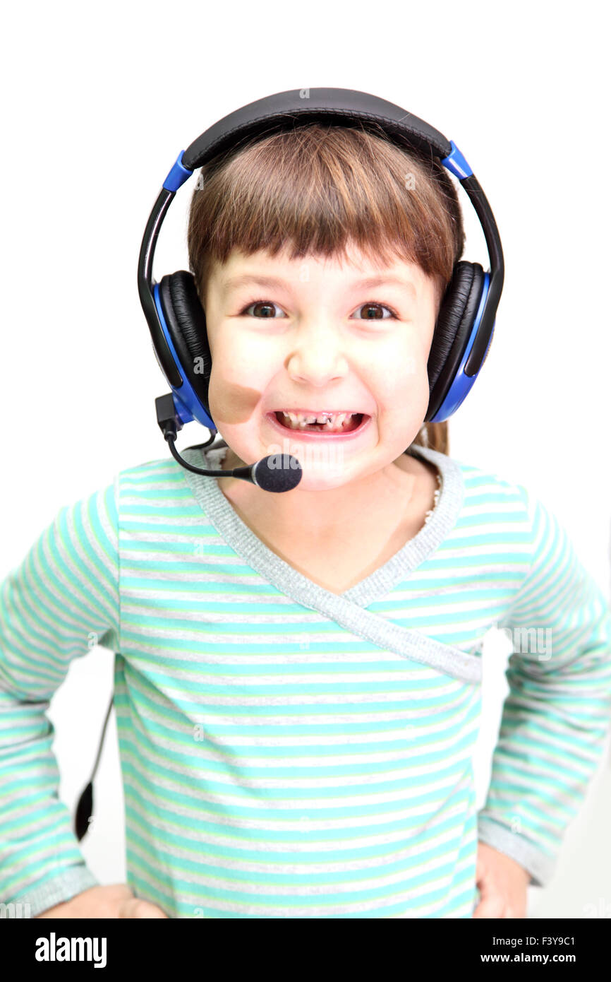 child in headphones Stock Photo - Alamy