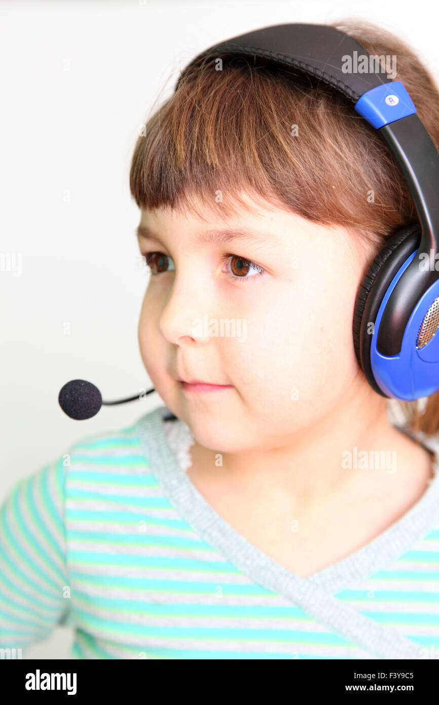 child in headphones Stock Photo - Alamy