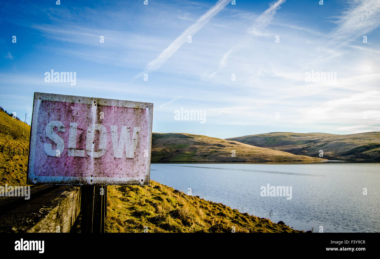 Conceptual Scenic Slow Sign Stock Photo - Alamy