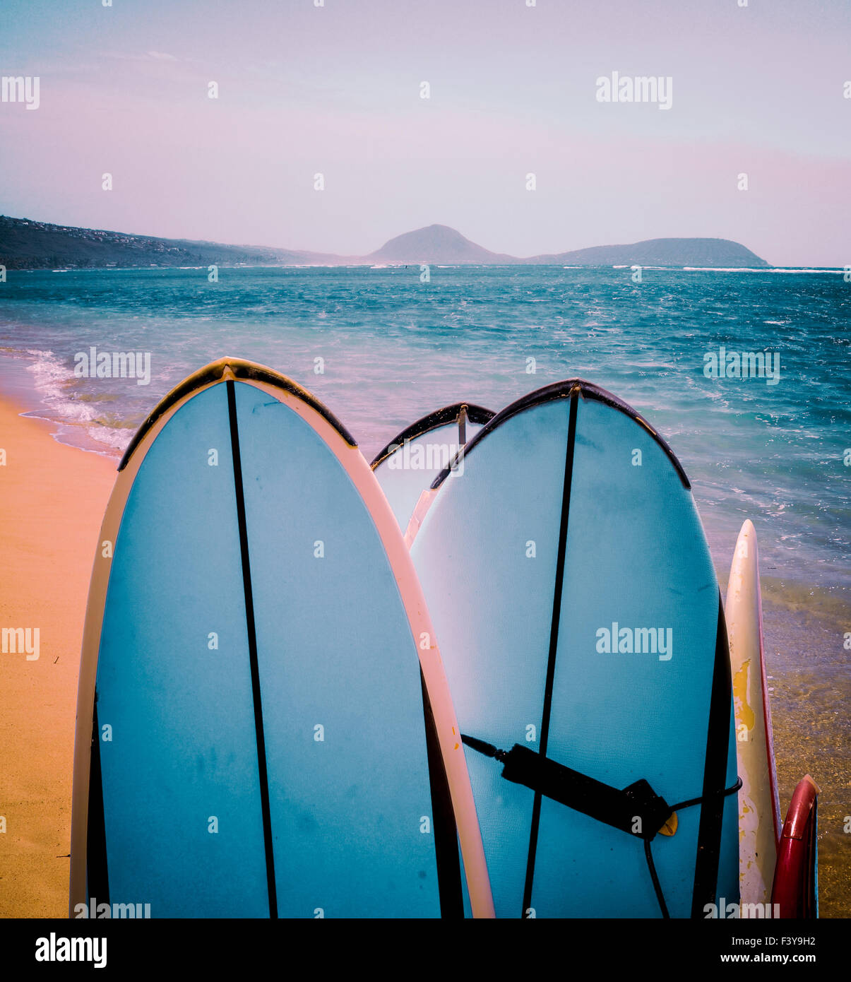 Retro Surfboards On Beach Stock Photo - Alamy