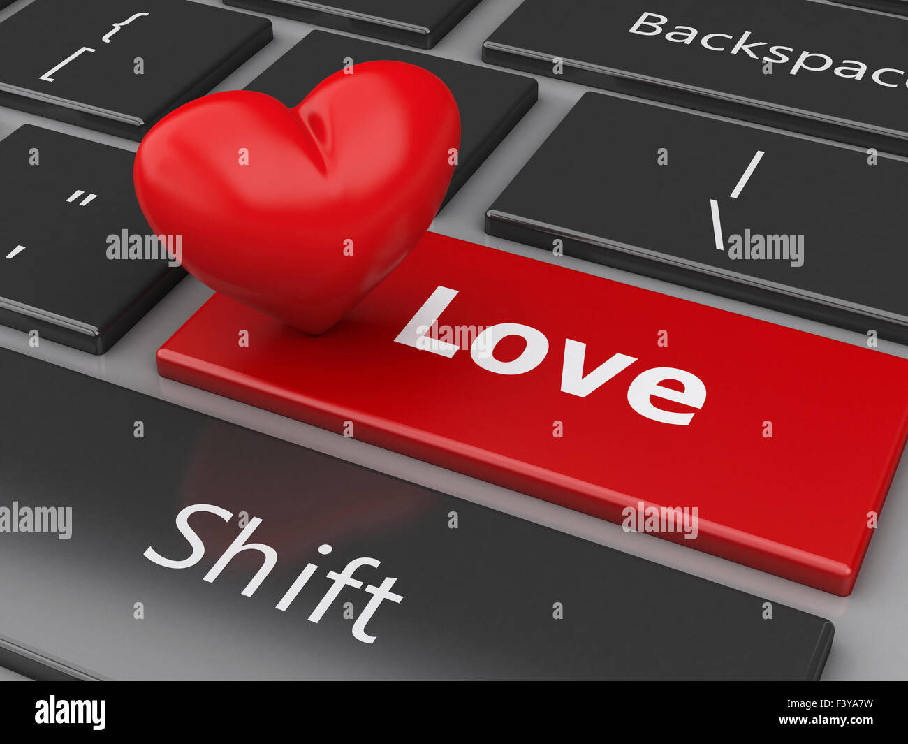 3d renderer image. Computer keyboard with Love button and heart. Find ...