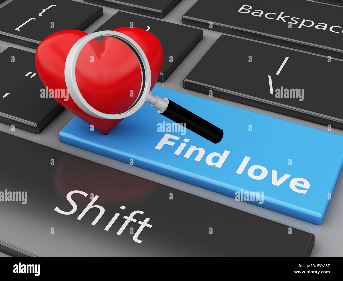 3d renderer image. Computer keyboard with Love button and heart. Find ...