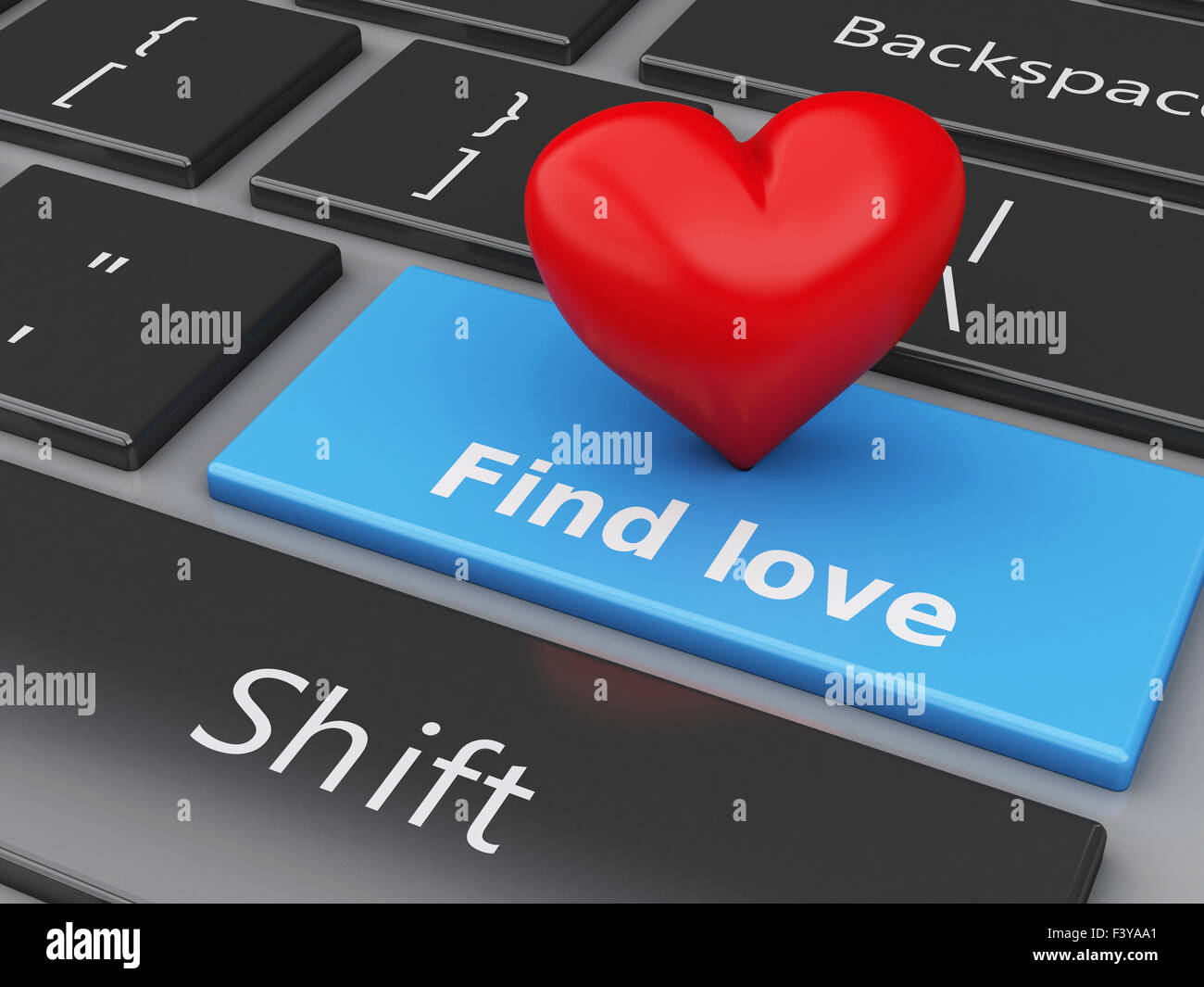 3d renderer image. Computer keyboard with Love button and heart. Find ...