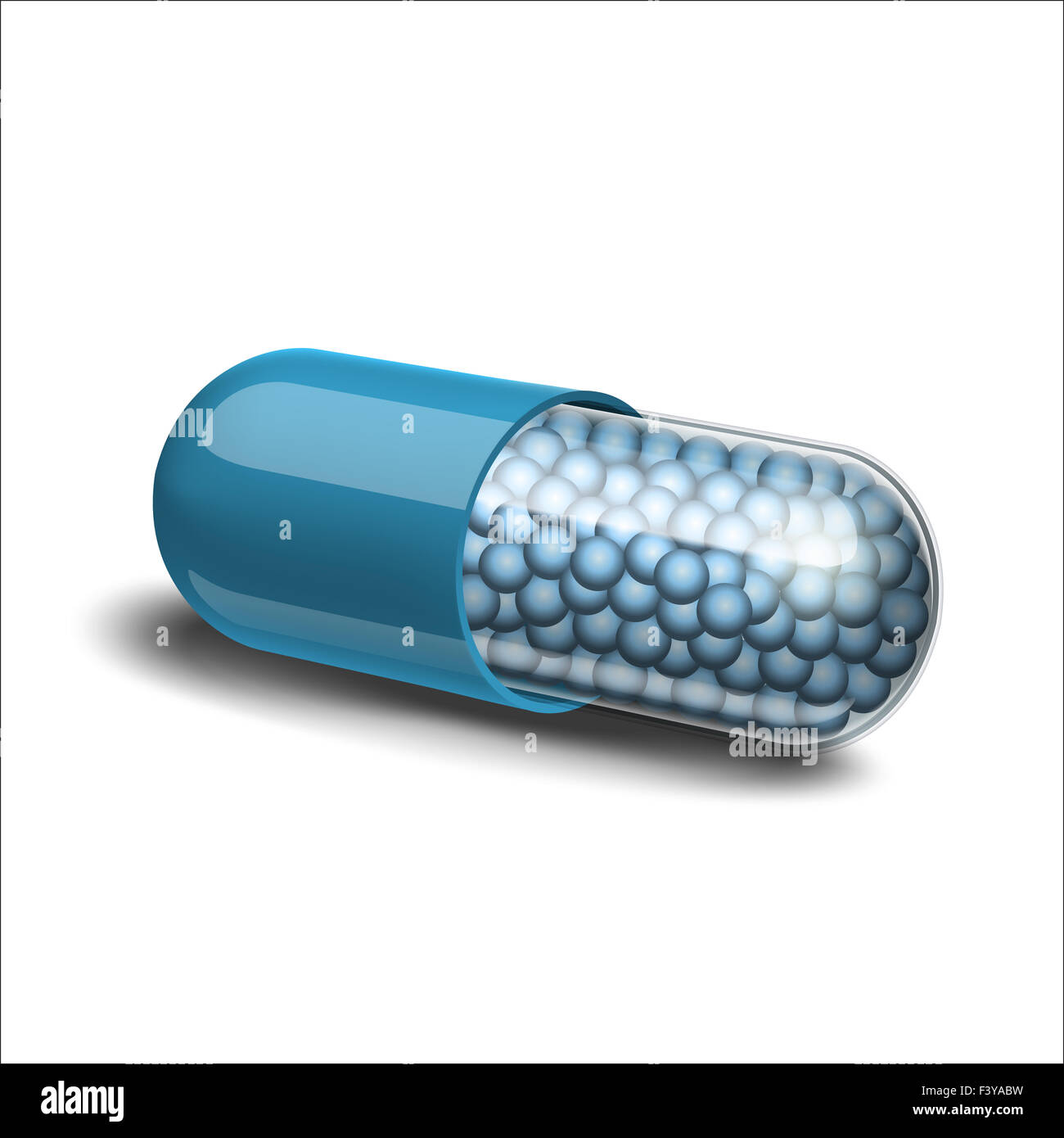 Medical blue capsule with granules Stock Photo - Alamy