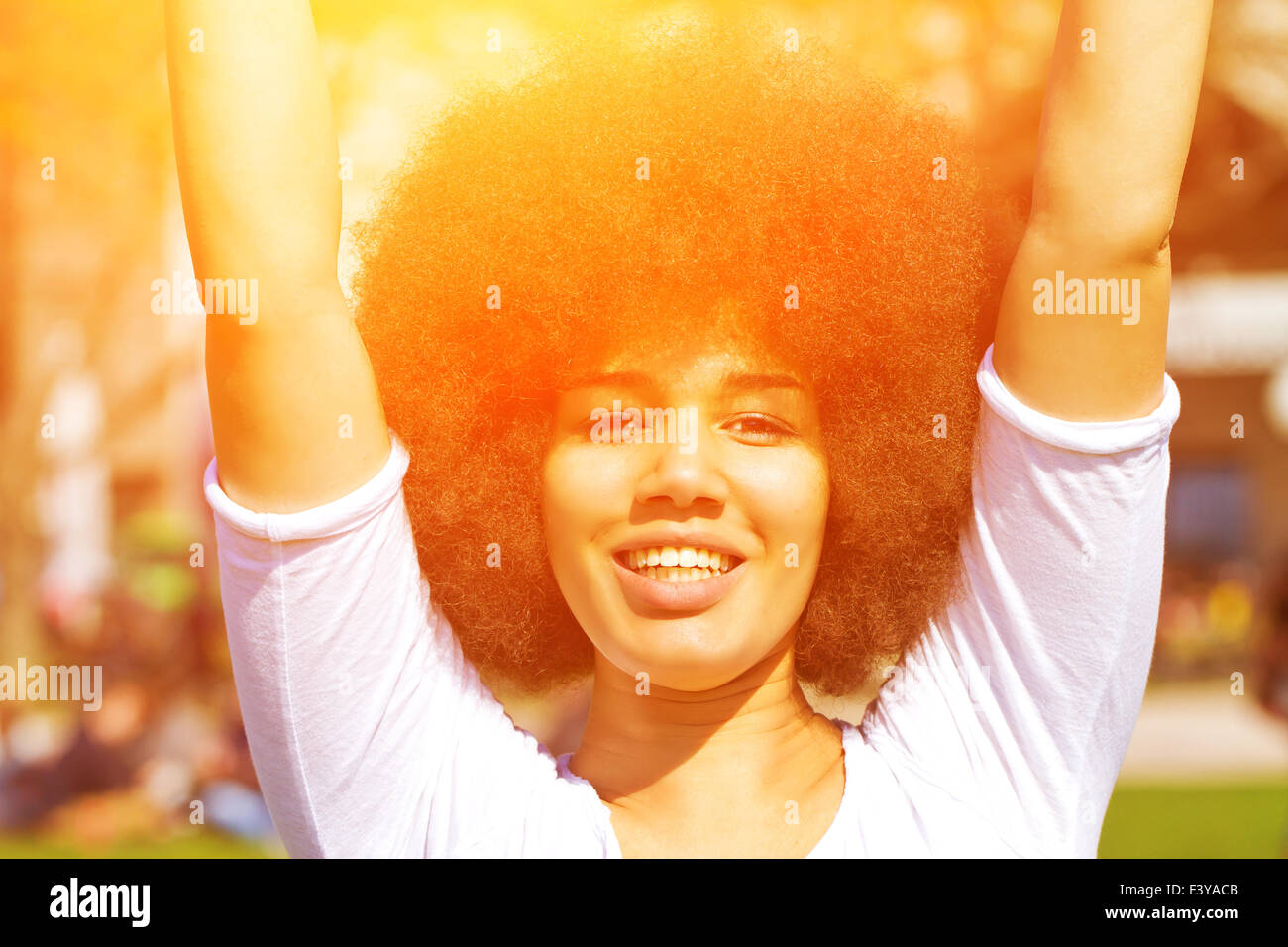 Women face autumn sun hi-res stock photography and images - Alamy