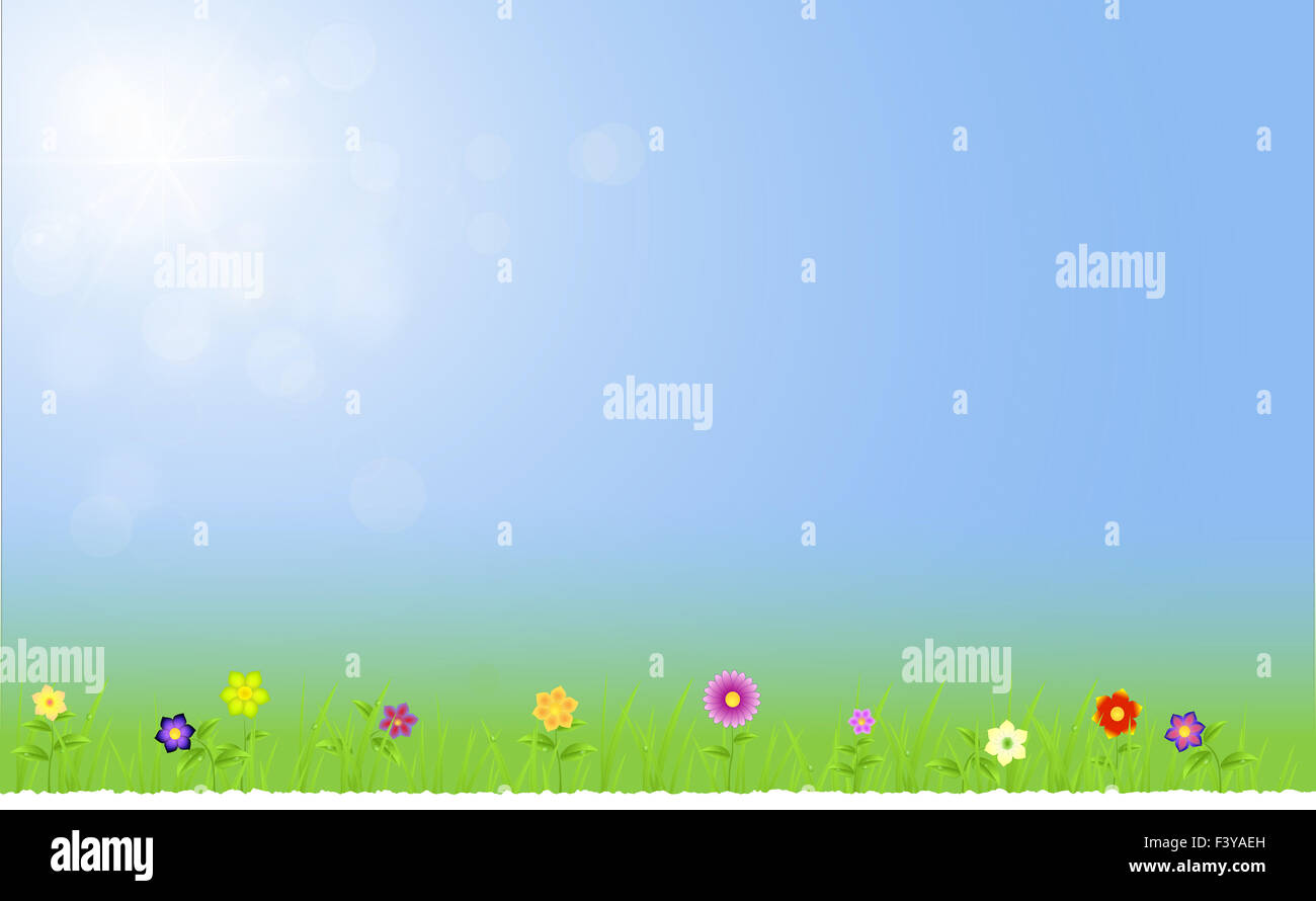 Spring landscape with flowers Stock Photo - Alamy