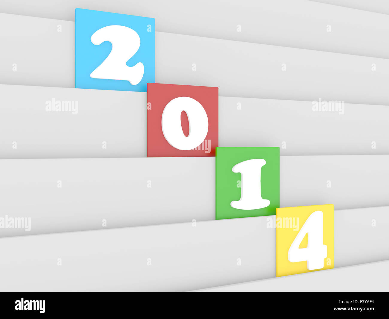 3d new year 2014 text on block Stock Photo - Alamy