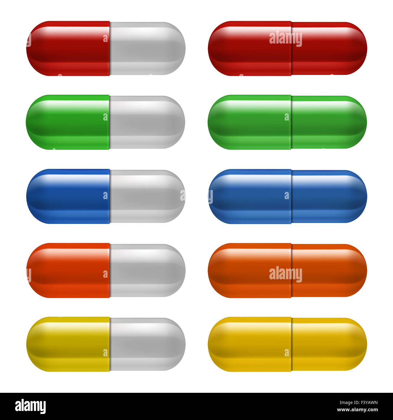 Medical pills set, different colors Stock Photo - Alamy