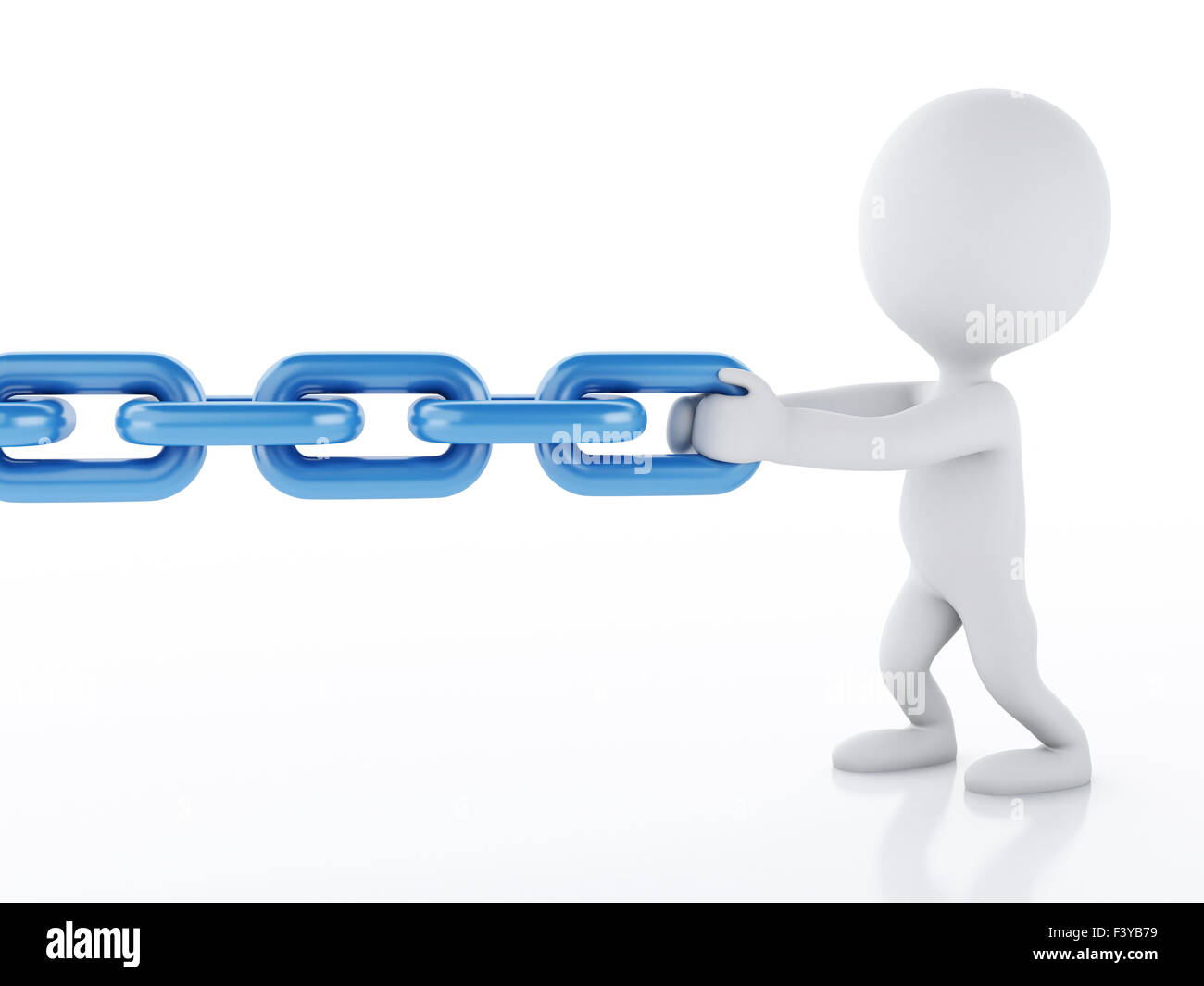 3d renderer image. White people holding a chain. Business concept ...