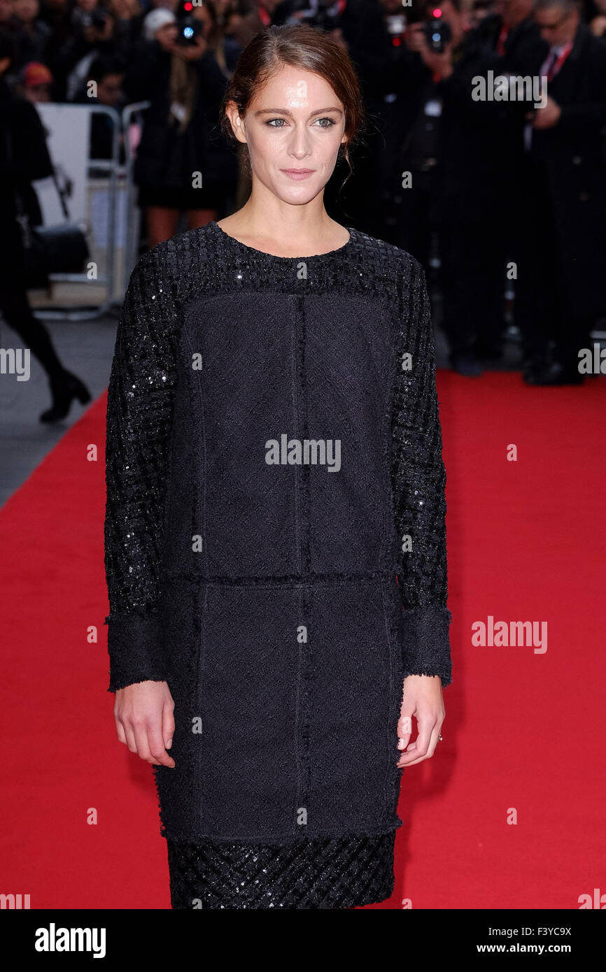 London, UK. 13th October, 2015. Ariane Labed arrives on the red carpet ...