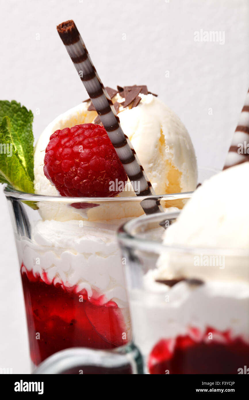 Raspberry parfait with ice cream Stock Photo - Alamy
