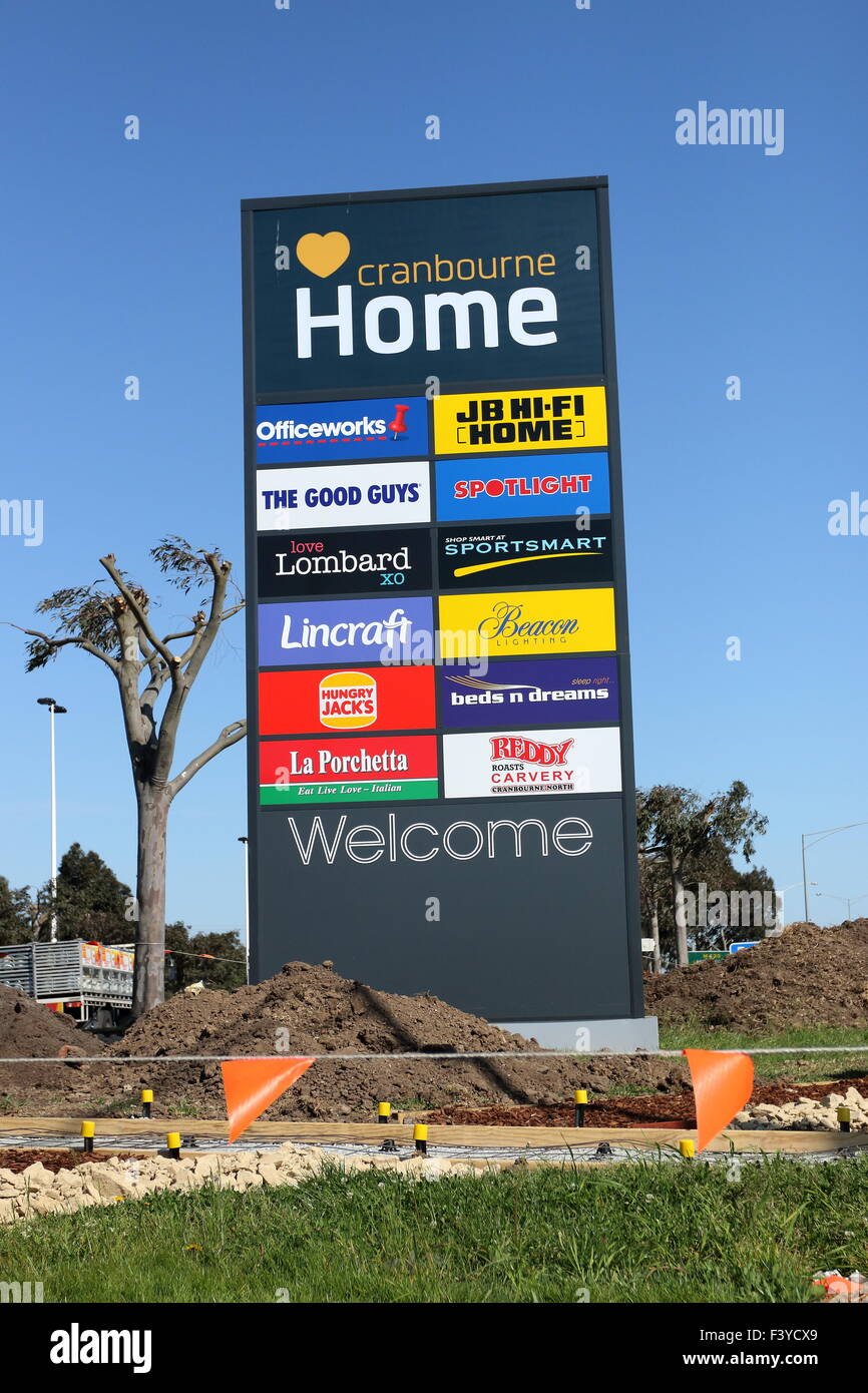 Cranbourne Home Maker Center sign boards Stock Photo - Alamy