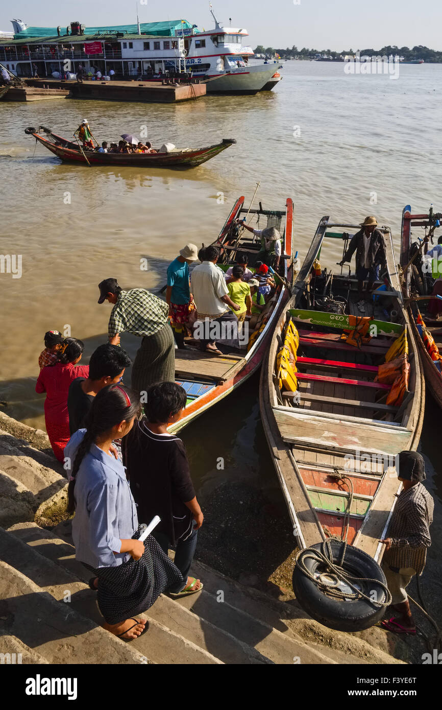 Boats at the jetty, Yangon, Myanmar, Asia Stock Photo - Alamy