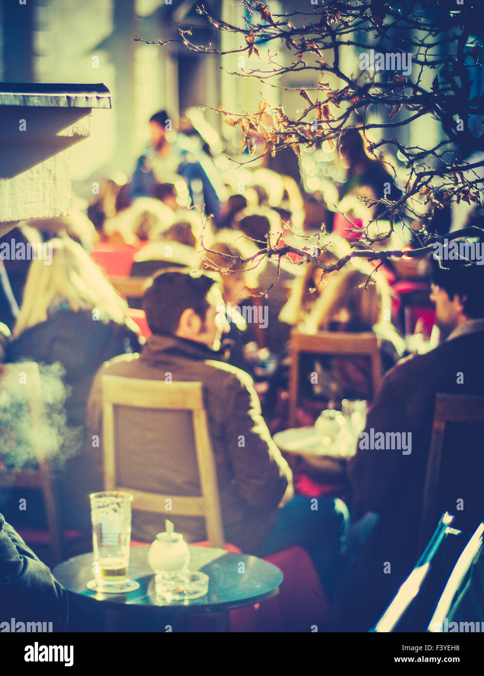 Retro Europe Street Cafe Stock Photo - Alamy