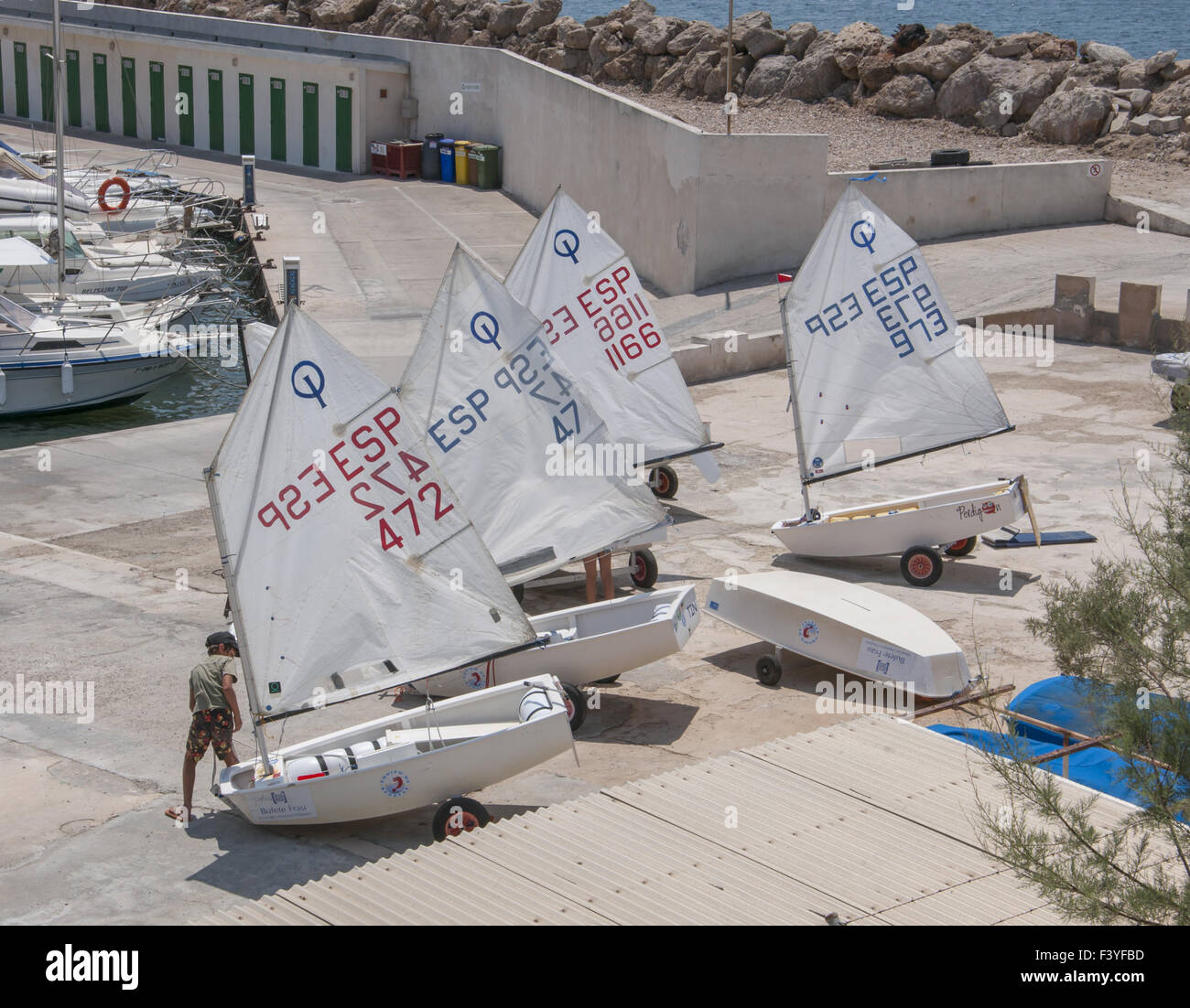 Young boy preparing his jolly boat Stock Photo - Alamy