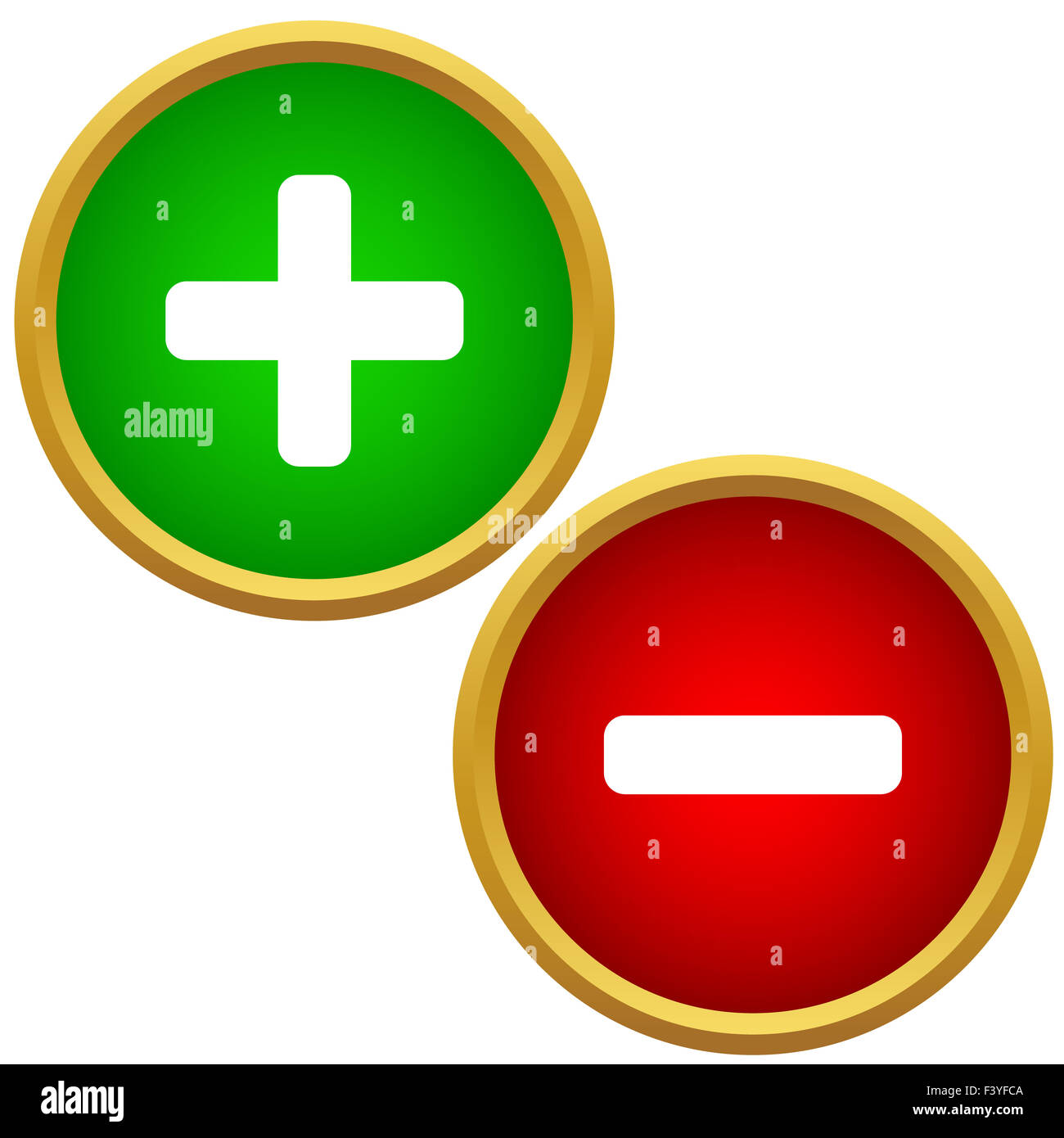Positive and negative buttons Stock Photo - Alamy