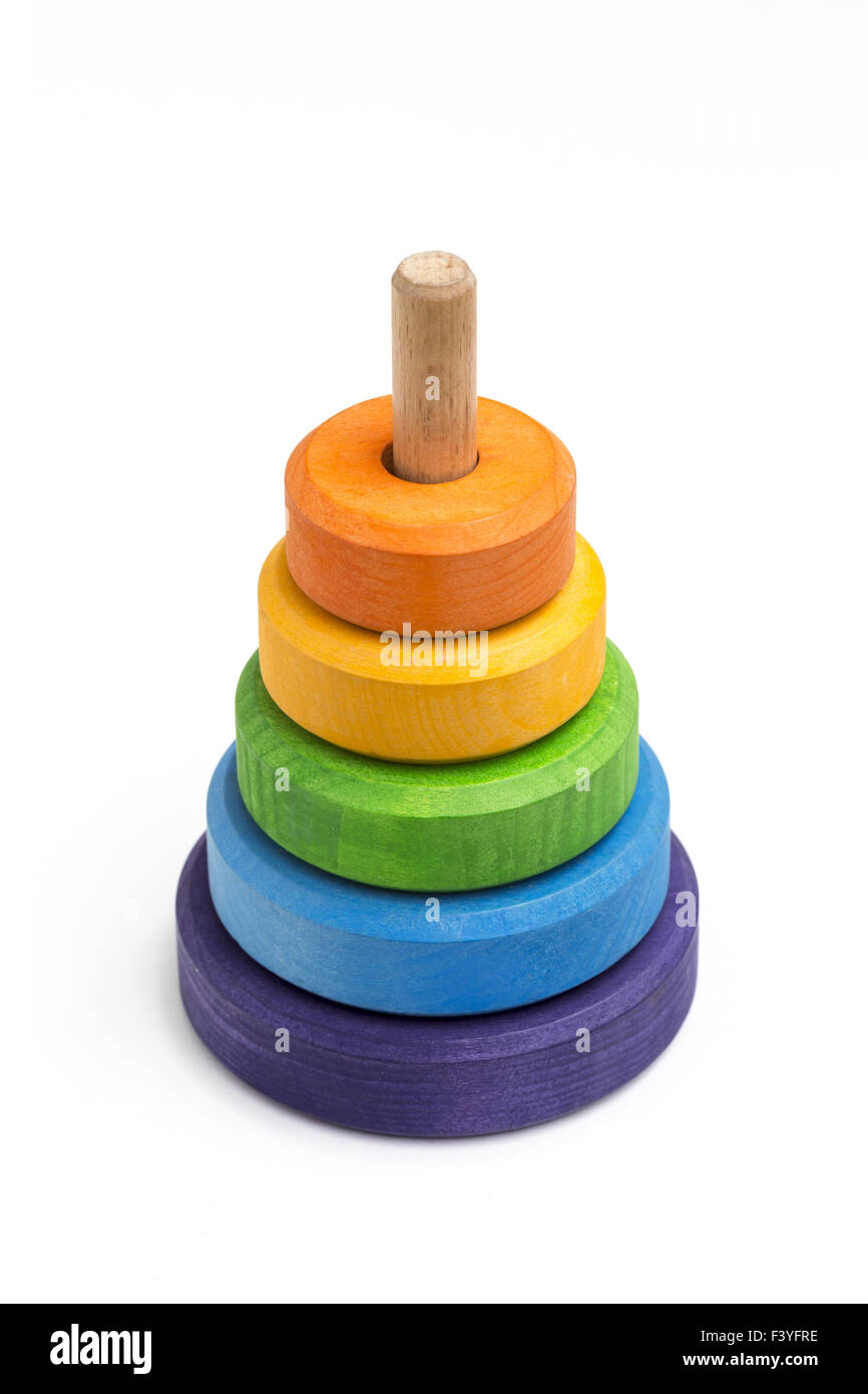 A wooden stacking tower for children Stock Photo - Alamy