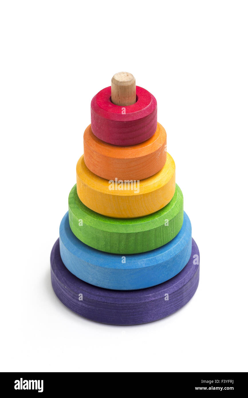 A wooden stacking tower for children Stock Photo - Alamy