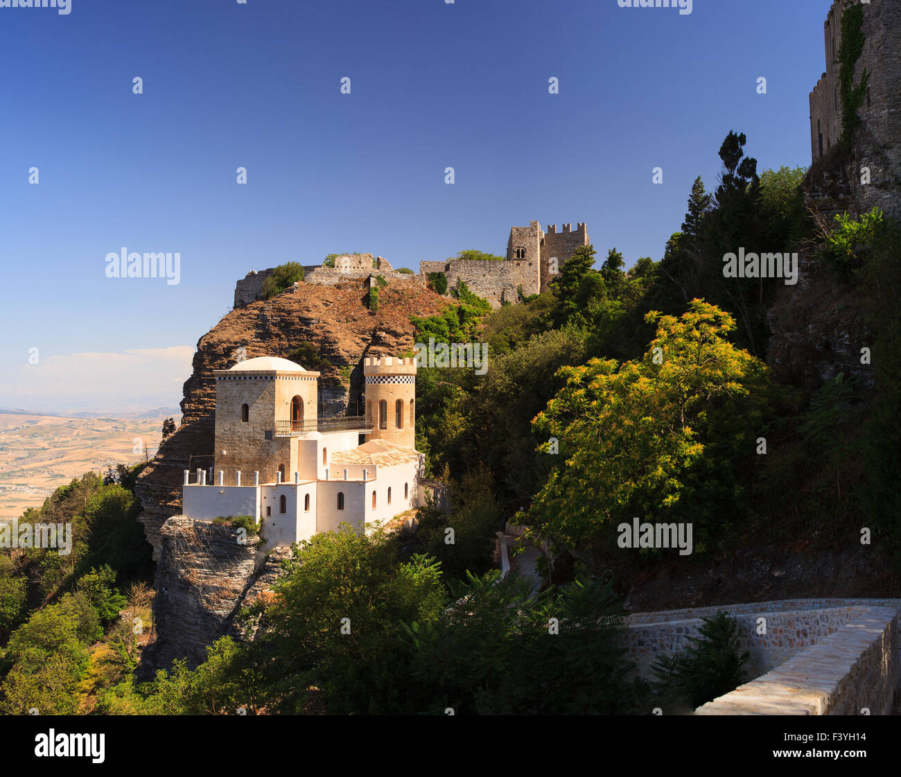 View of Torretta Pepoli and Venere castle in Erice, Sicily Stock Photo ...