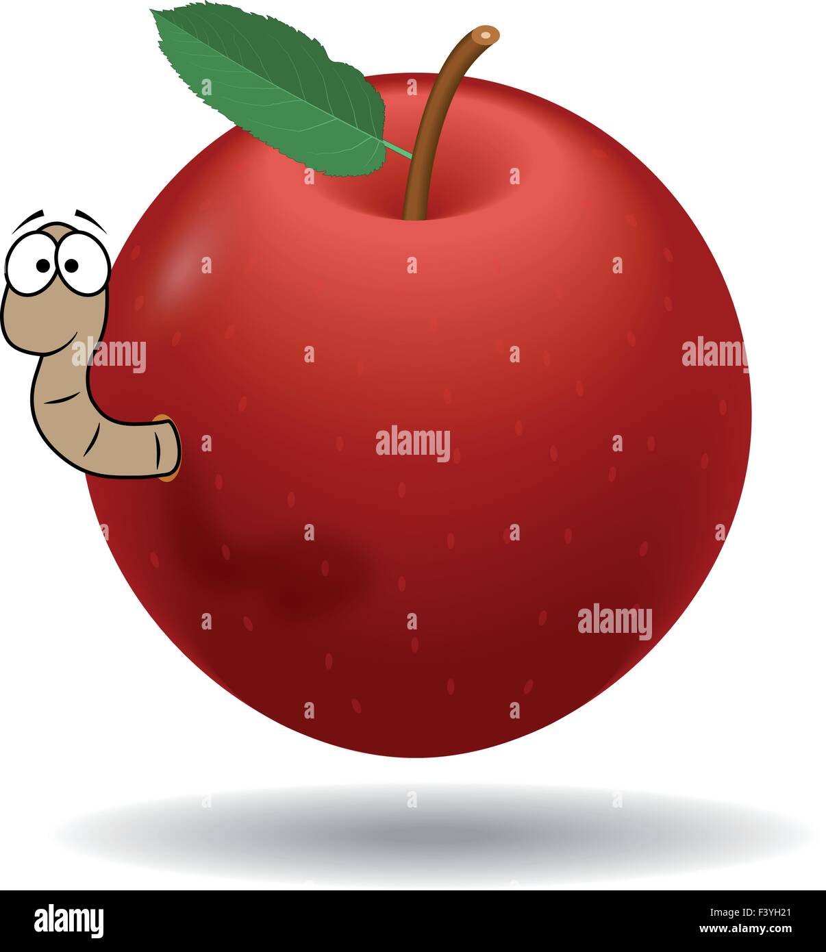Vector graphic red apple with a worm Stock Vector Image & Art - Alamy