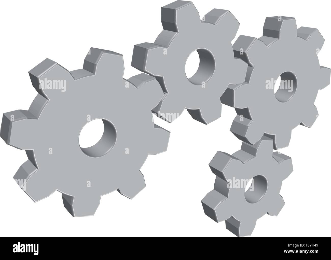 Four 3D glossy gray vector cogwheels on white background Stock Vector ...