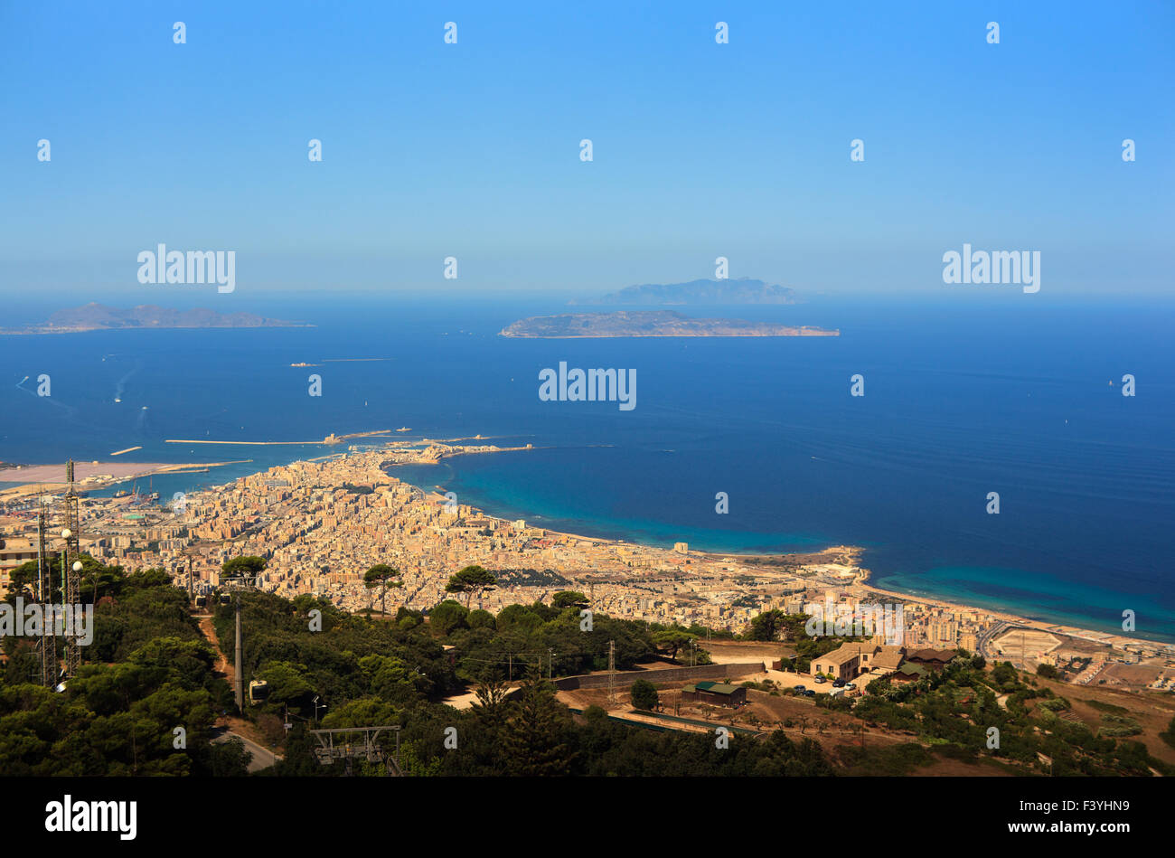 View of Trapani and sea from Erice Stock Photo - Alamy