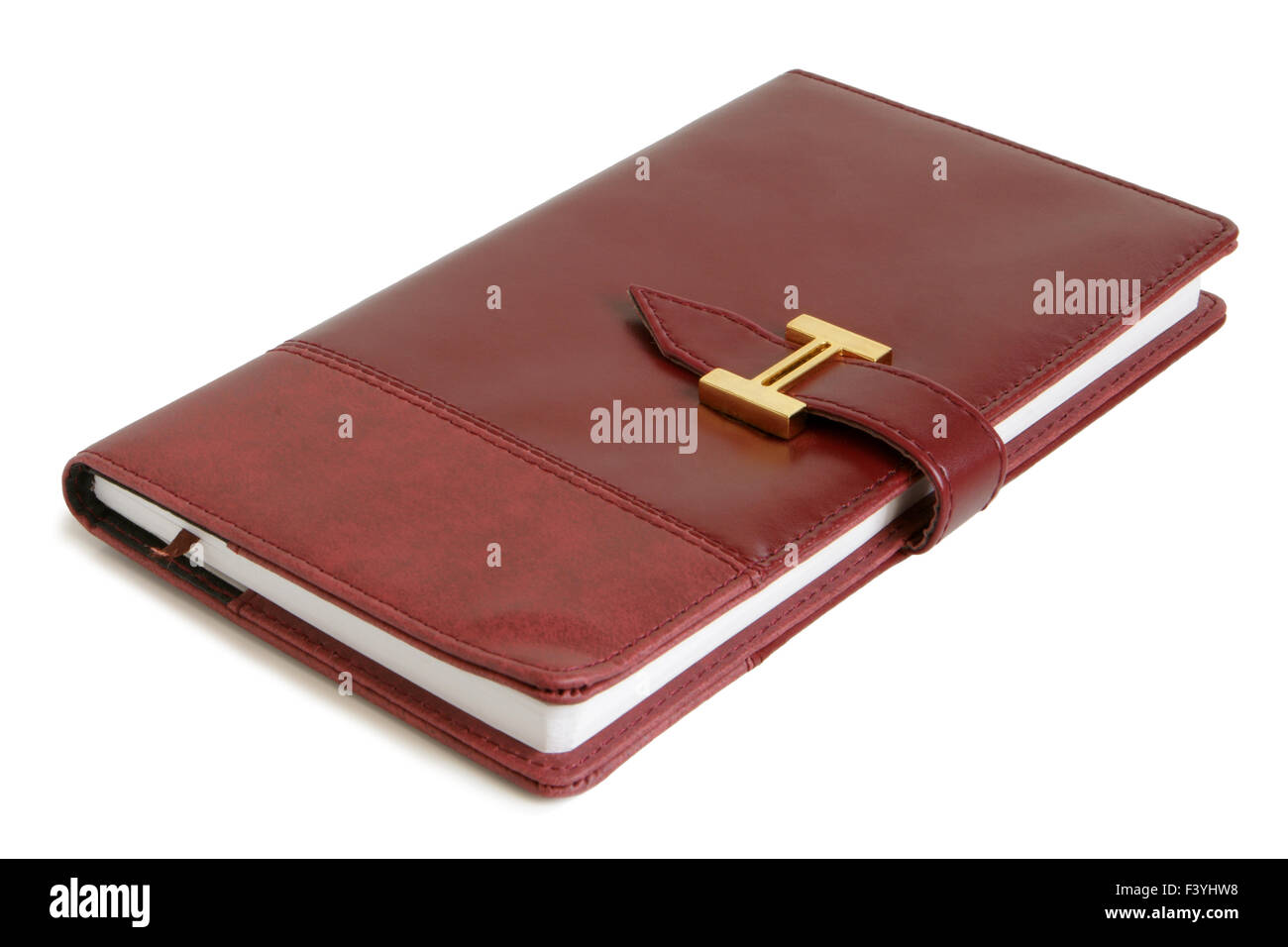 Red leather notebook Stock Photo - Alamy