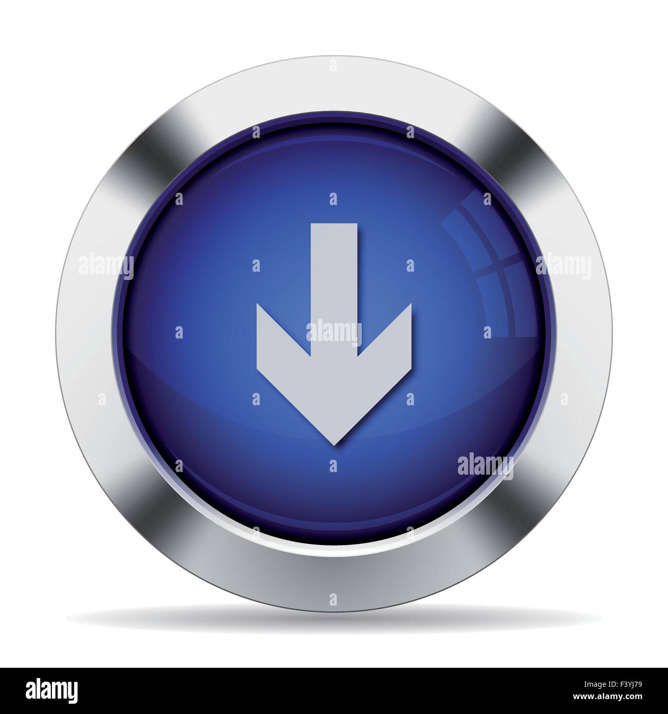 Blue glossy steel down arrow button. Arranged layer structure Stock ...