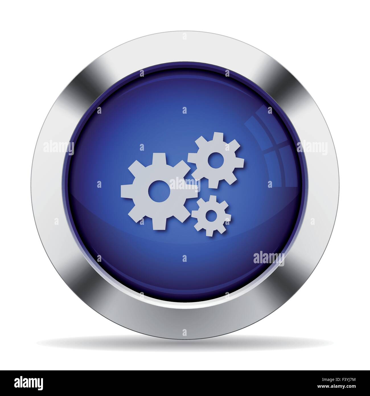 Blue glossy steel gears button Stock Vector Image & Art - Alamy