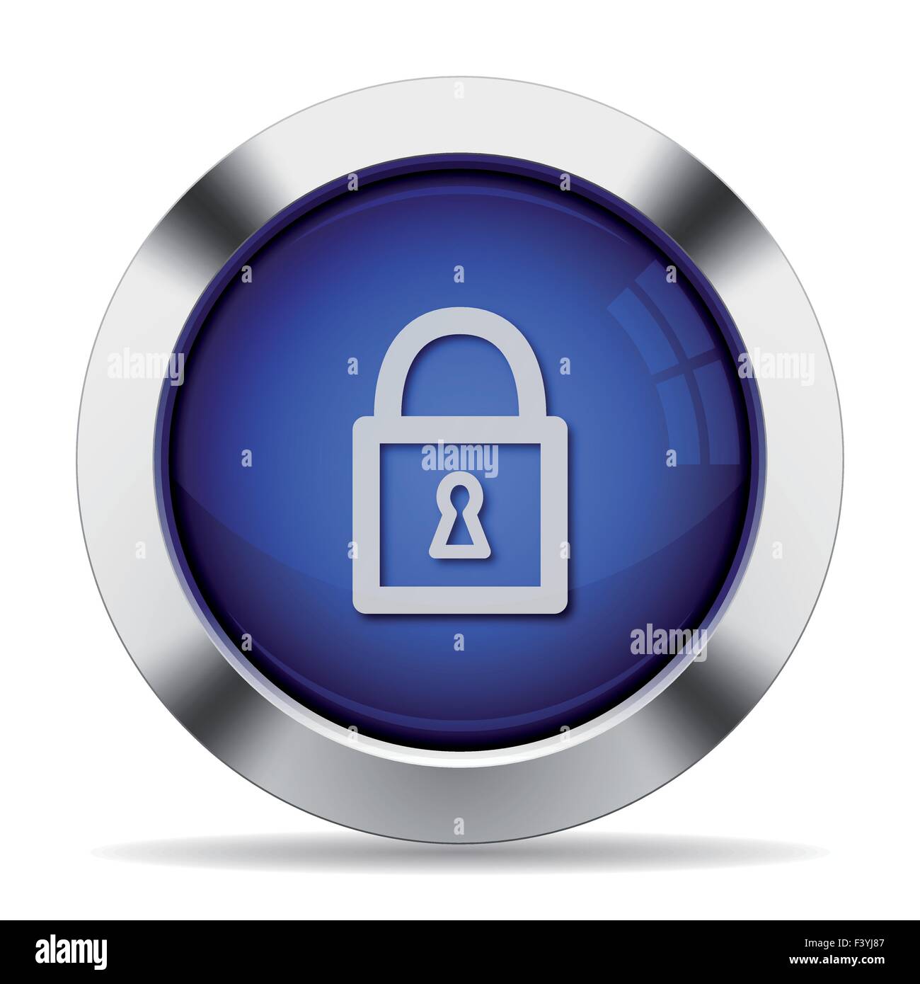 Blue glossy steel lock button. Arranged layer structure Stock Vector ...