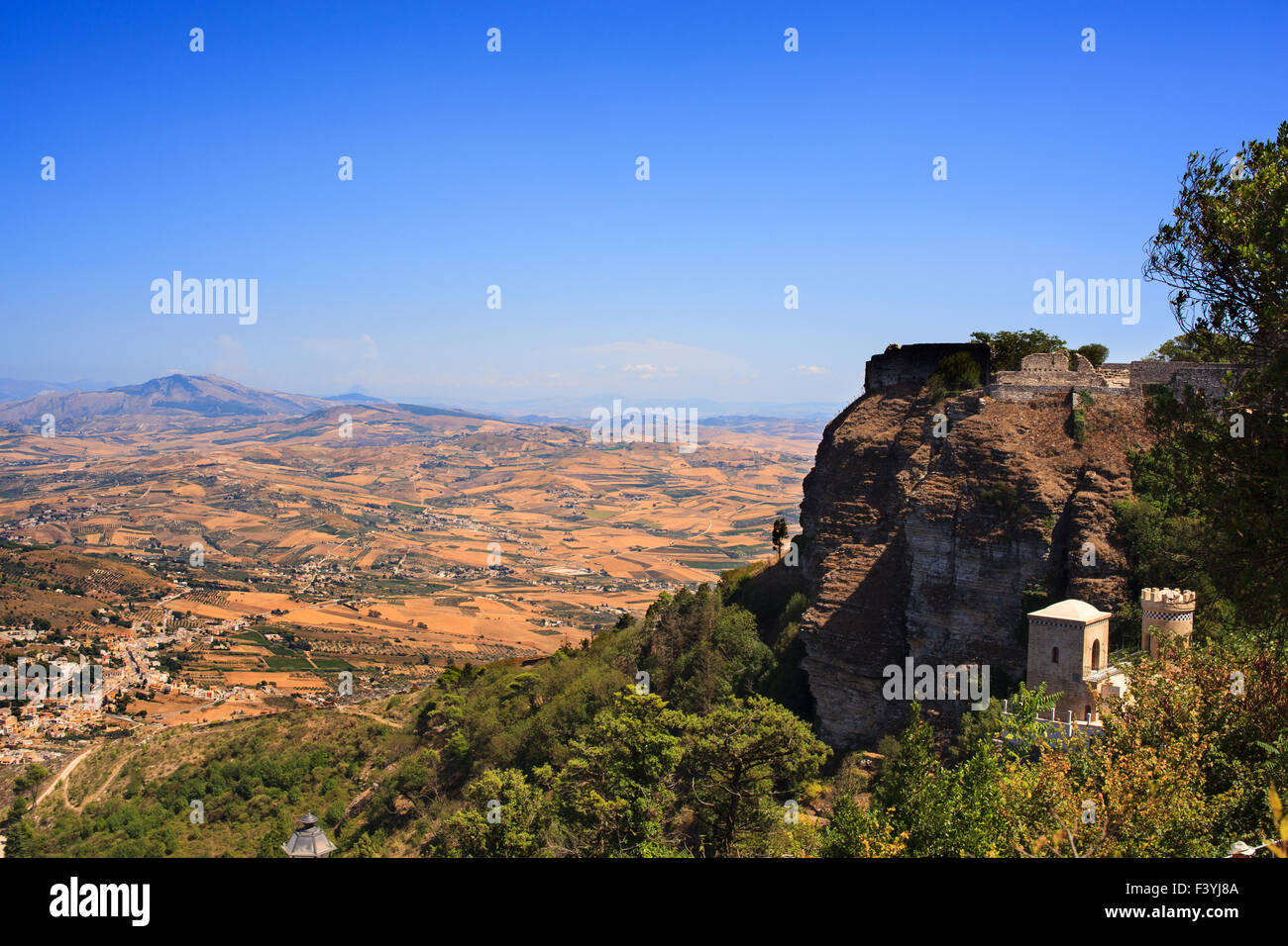 View Torretta Pepoli in Erice, Sicily Stock Photo - Alamy