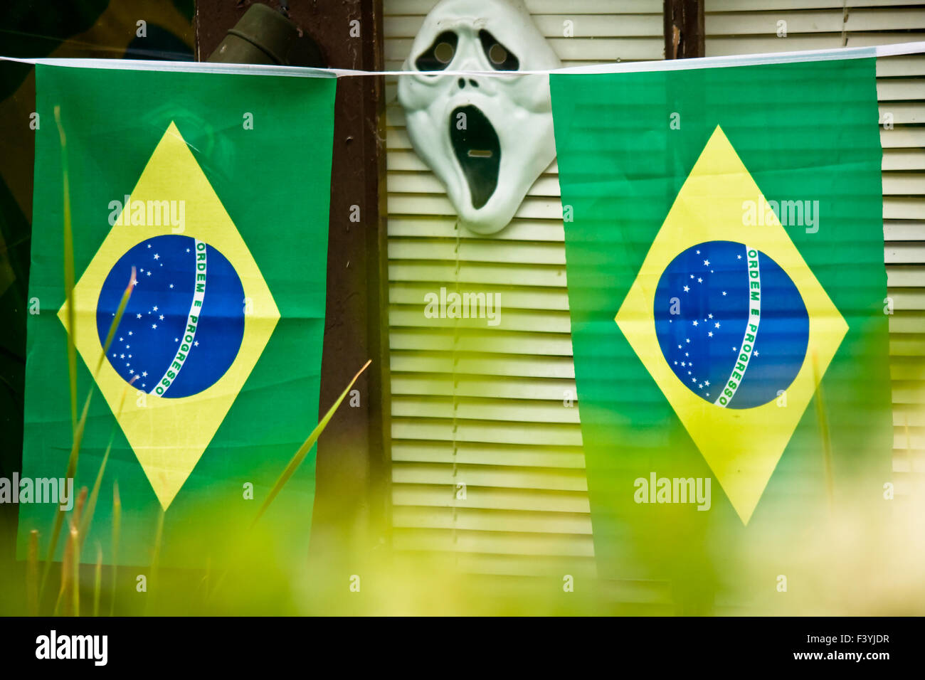 Brazil, Flag, mask Stock Photo - Alamy