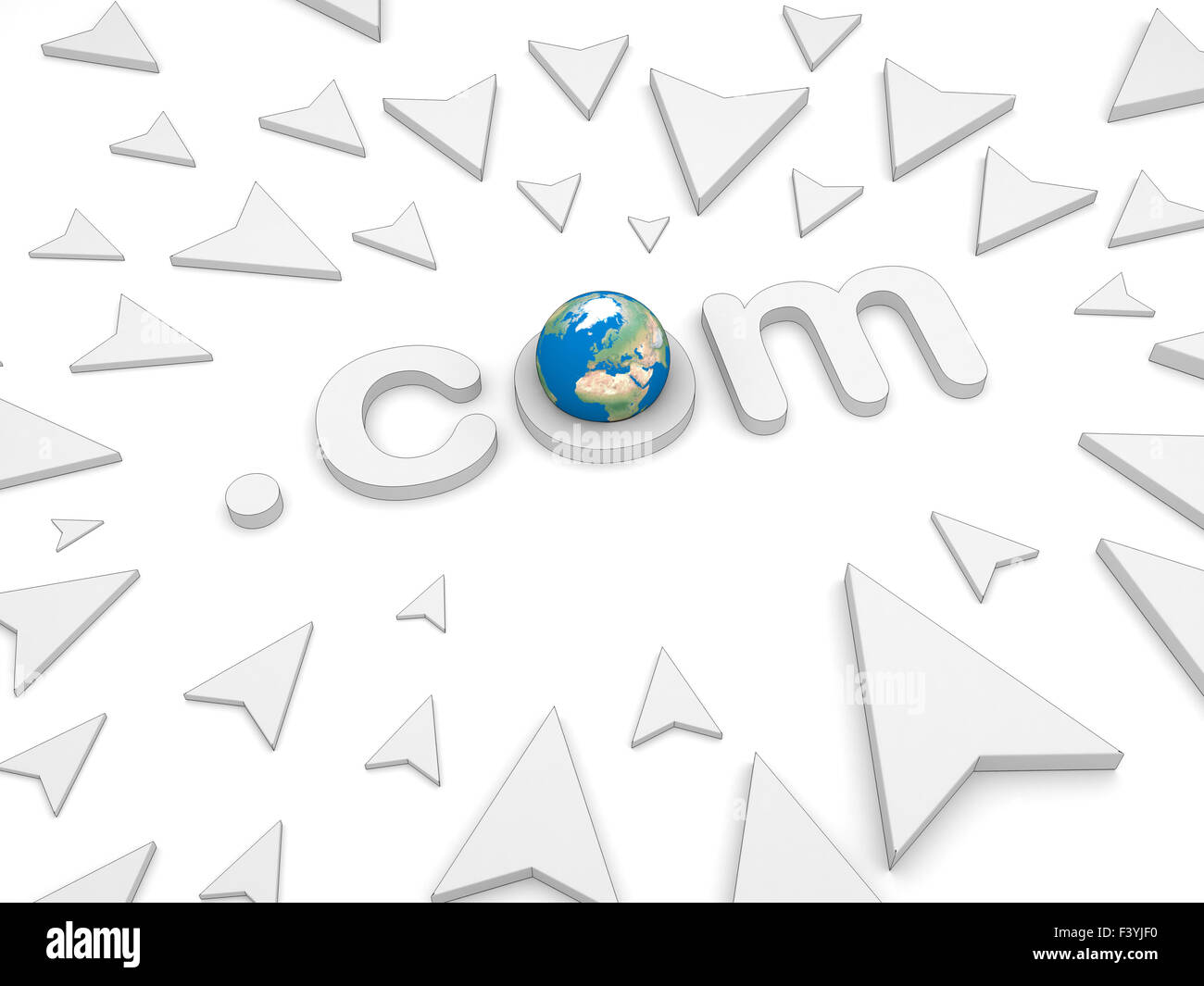 3d dot come text, arrow pointing Stock Photo - Alamy