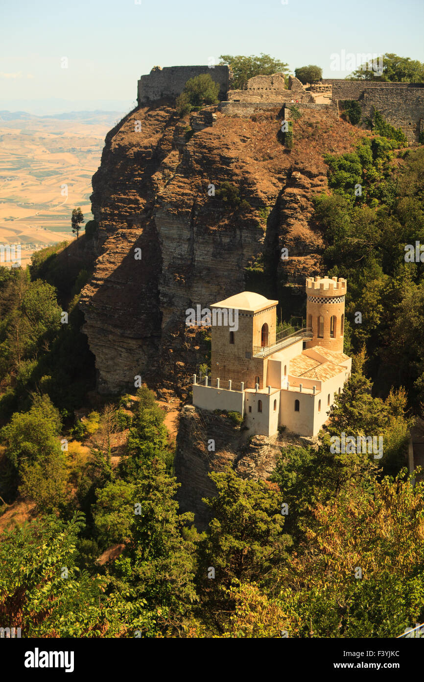 View of Torretta Pepoli and Venere castle in Erice, Sicily Stock Photo ...