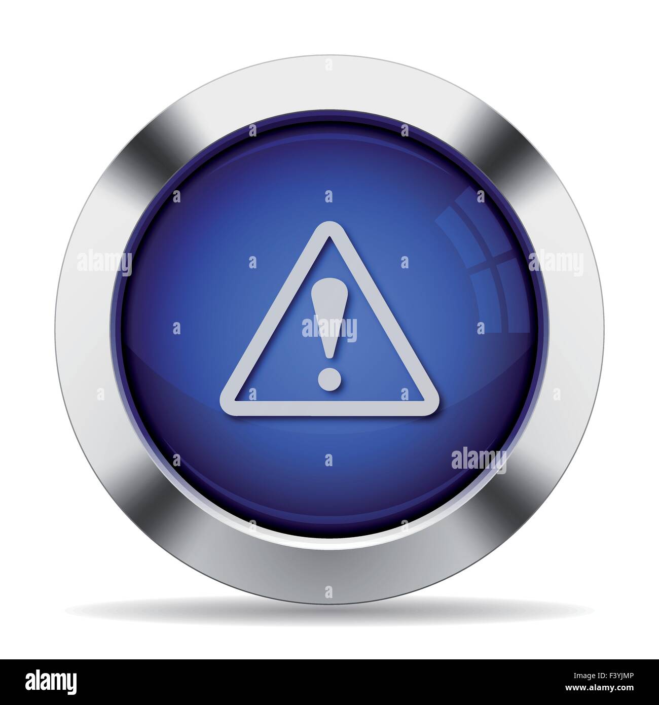 Blue glossy steel warning button Stock Vector Image & Art - Alamy