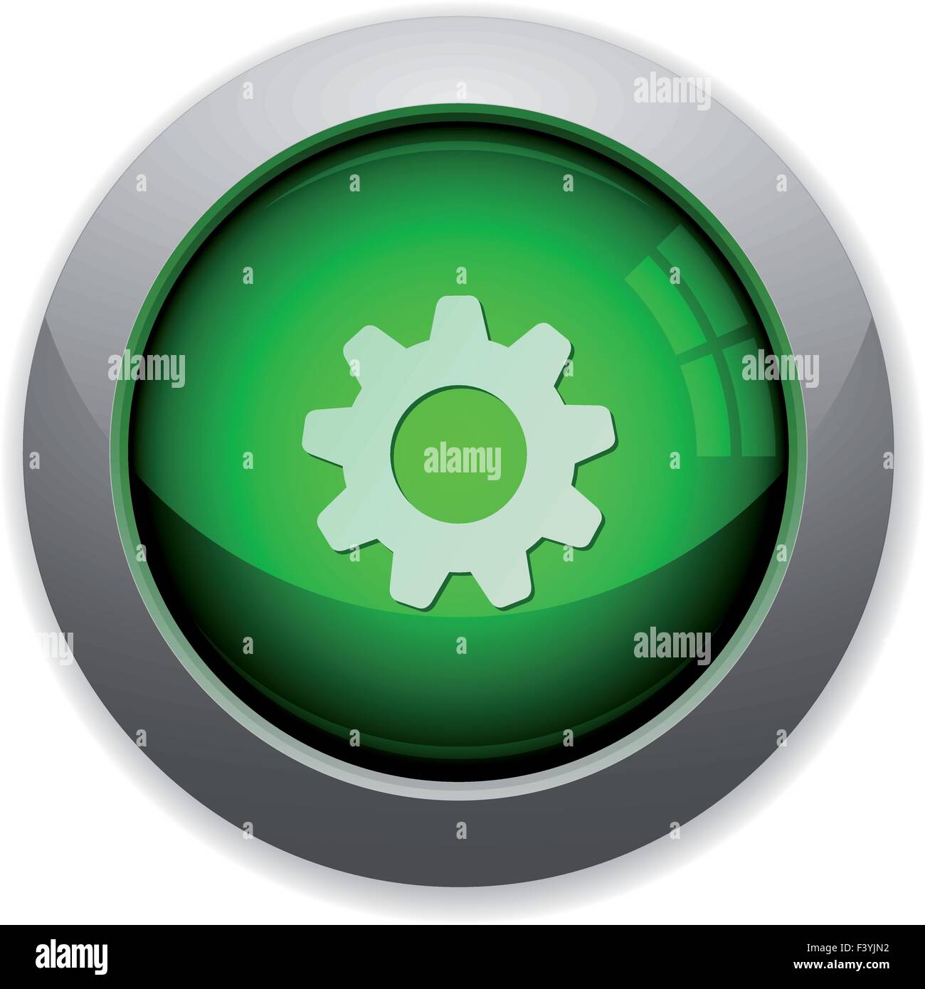 Green glossy steel gear button. Arranged layer structure Stock Vector Image & Art - Alamy