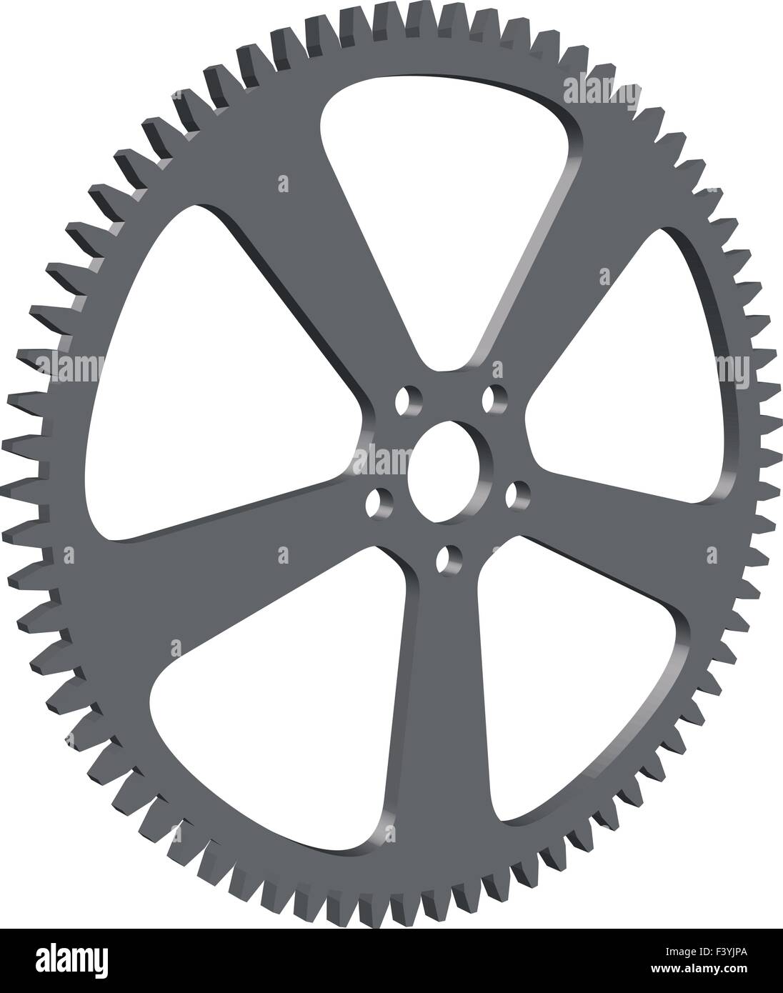 A gray shiny cogwheel with boreholes on white background Stock Vector ...