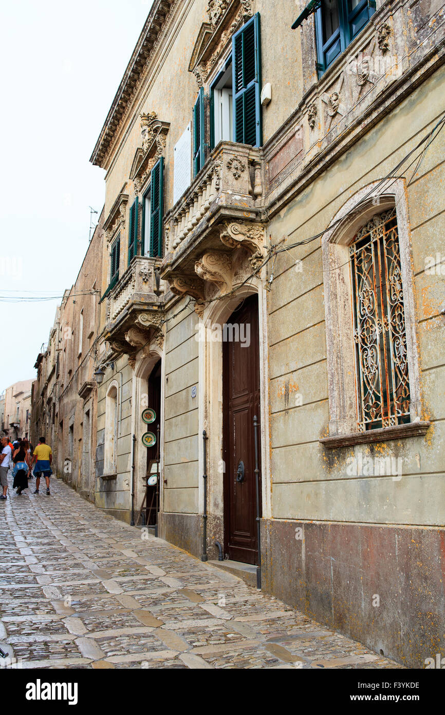 ERICE, ITALY - AUGUST 05: View of Erice street. Erice the city of 100 ...